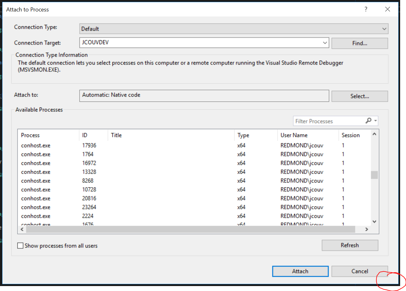 Allow resizing the Attach to Process window · Issue #22503 · dotnet/roslyn · GitHub