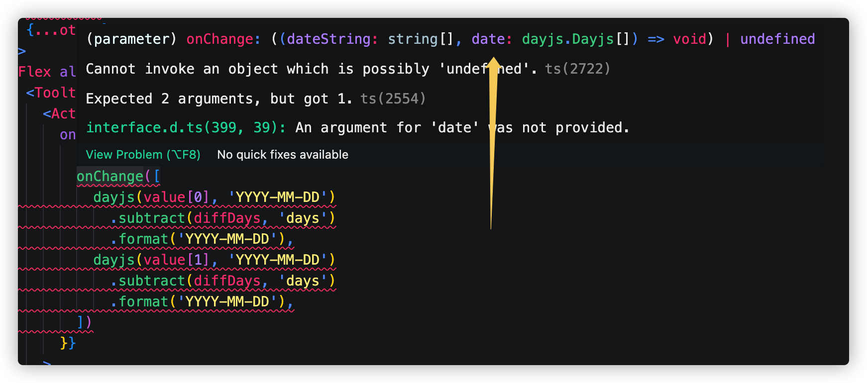 [ts 定义]RangePickerProps 的onChange事件, 第二个参数应该是可选的 · Issue #1832 · arco-design/arco-design · GitHub