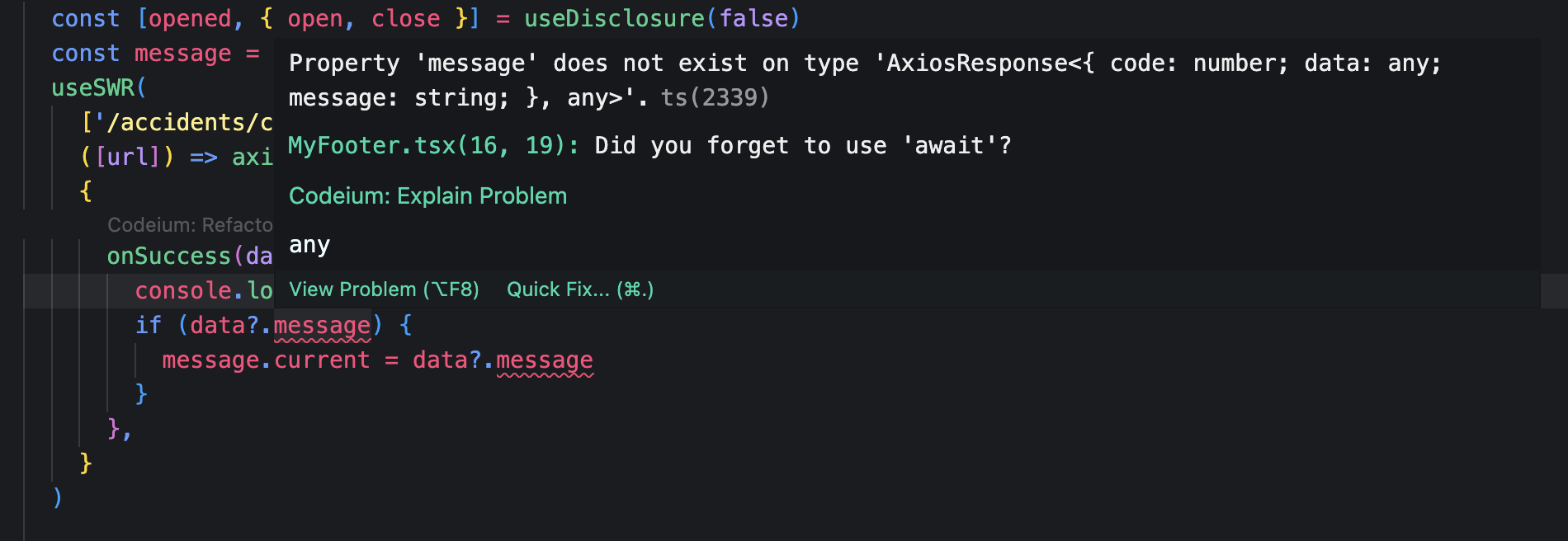 [ts Error] Did You Forget To Use Await · Issue 2828 · Vercel Swr · Github