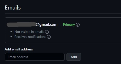 I have an email in use but it dosen't show with the primary email ...