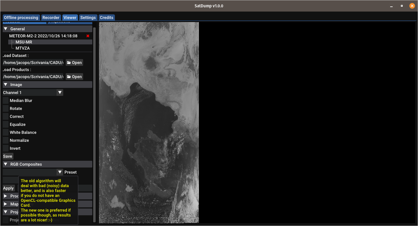 Projection on METEOR doesn't work as expected · Issue #166 · SatDump ...