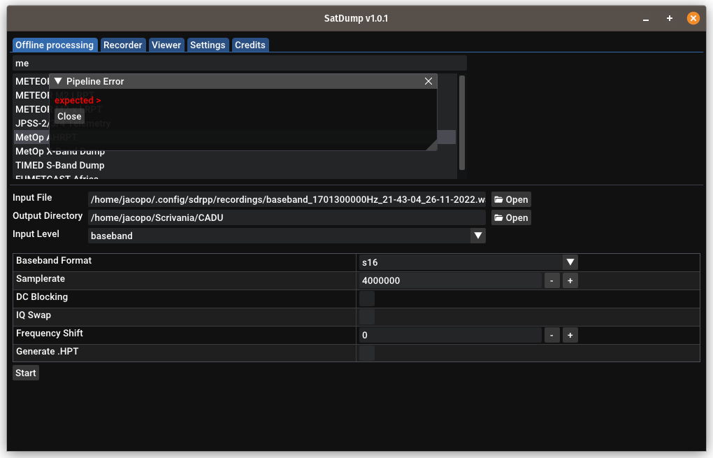 Metop demod failure with message "expected >" · Issue #201 · SatDump/SatDump · GitHub