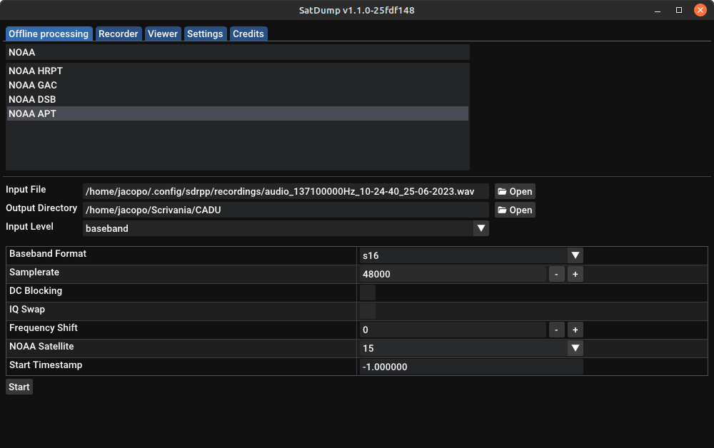 Wrongly processing an audio .wav file for APT as baseband causes satdump to stop processing any ...