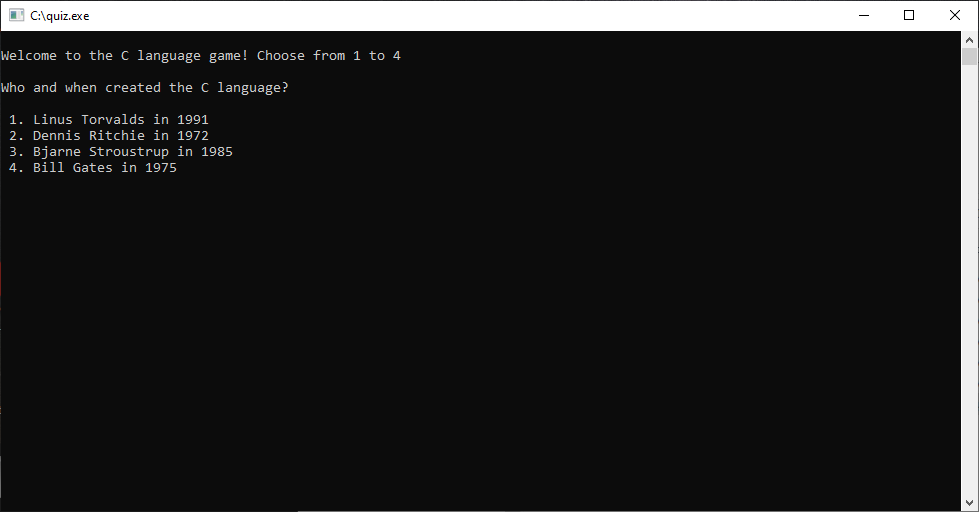 Github Kyriakos Ghquiz C Programming Language Tiny Quiz Game 