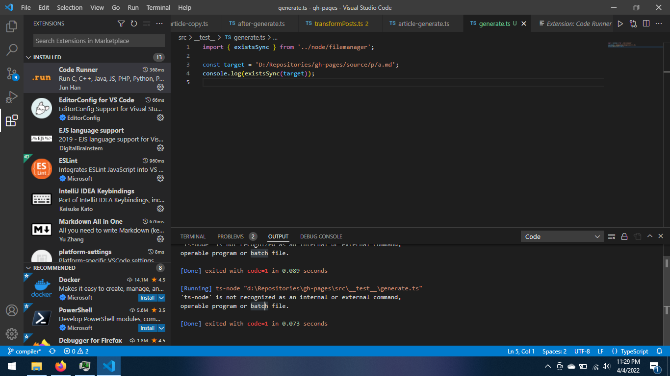 [Bug][typescript] environment path not included in vscode with customized terminal settings ...