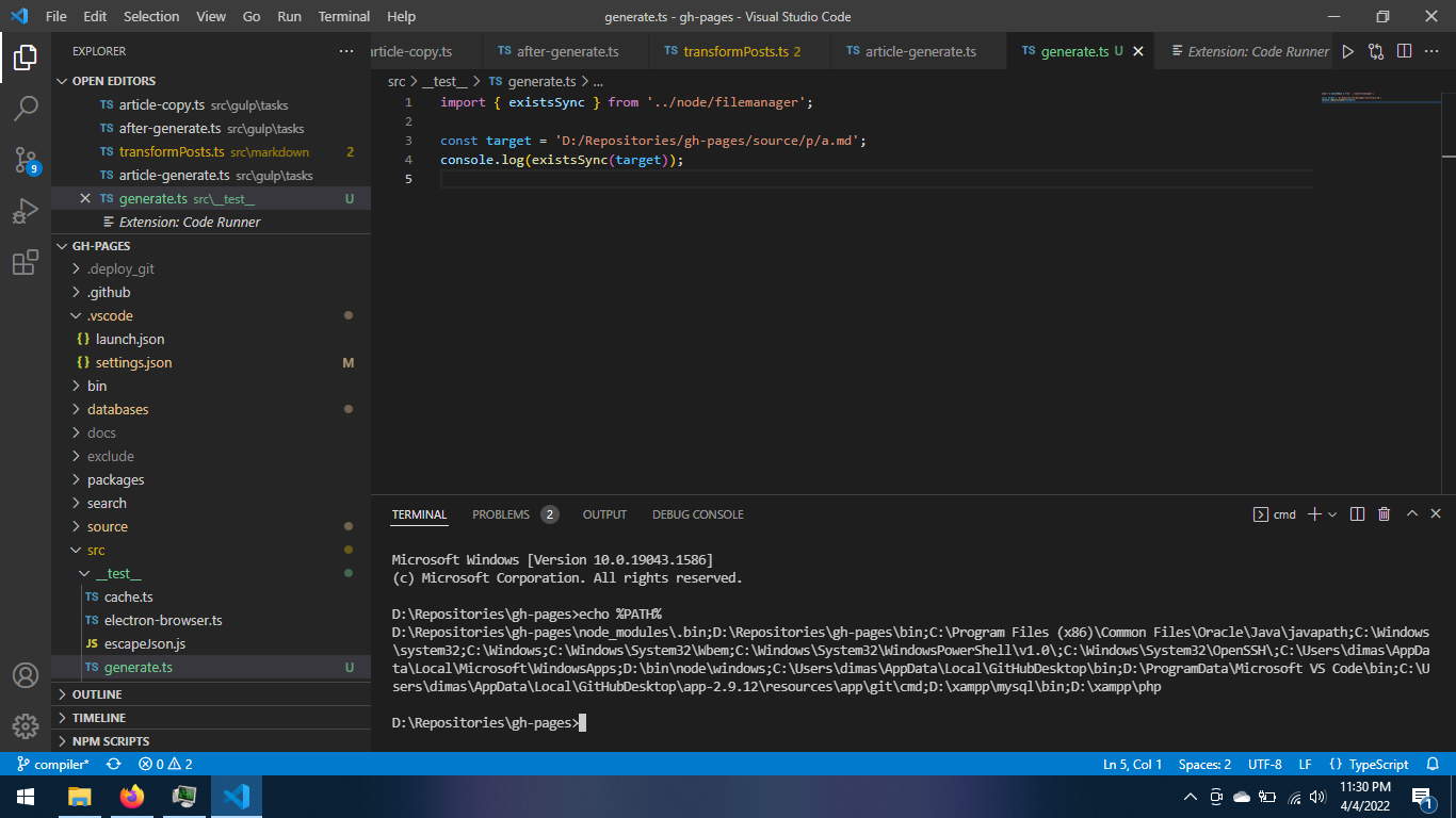[Bug][typescript] environment path not included in vscode with customized terminal settings ...