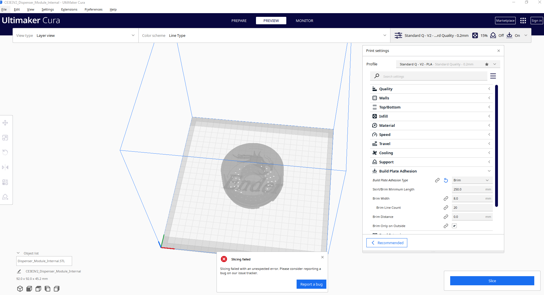 slicing failed · Issue #14505 · Ultimaker/Cura · GitHub