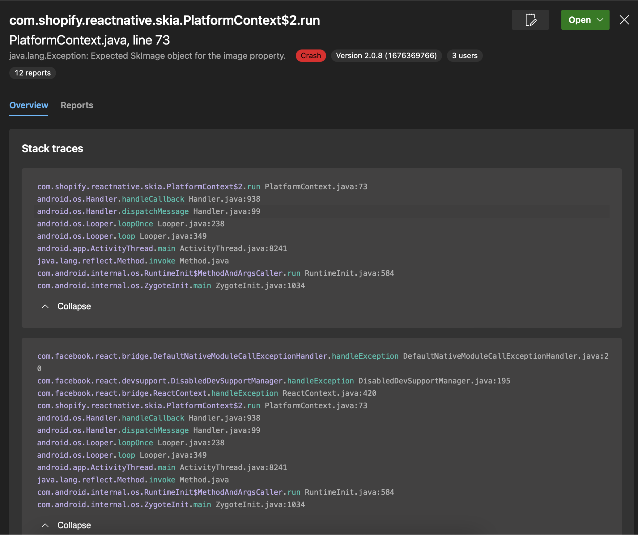 Android Ios Javalangexception Expected Skimage Object For The Image Property · Issue