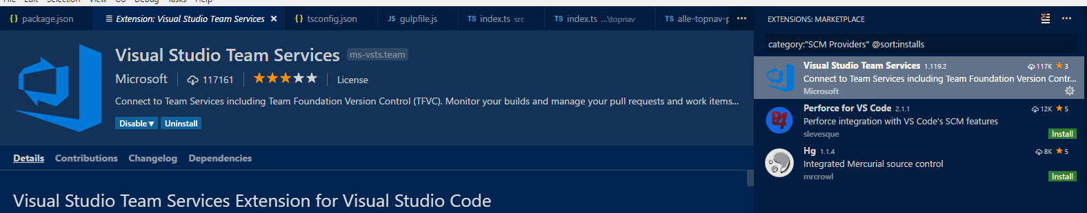 VSTS installed but not available · Issue #280 · microsoft/azure-repos-vscode · GitHub