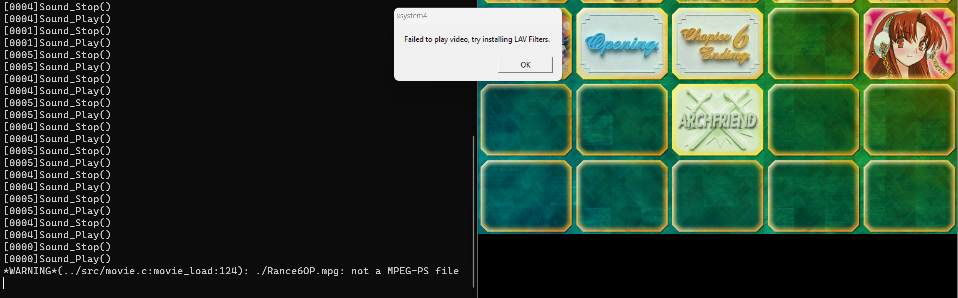 Movies do not work on Rance VI or Sengoku · Issue #110 · nunuhara/xsystem4 · GitHub