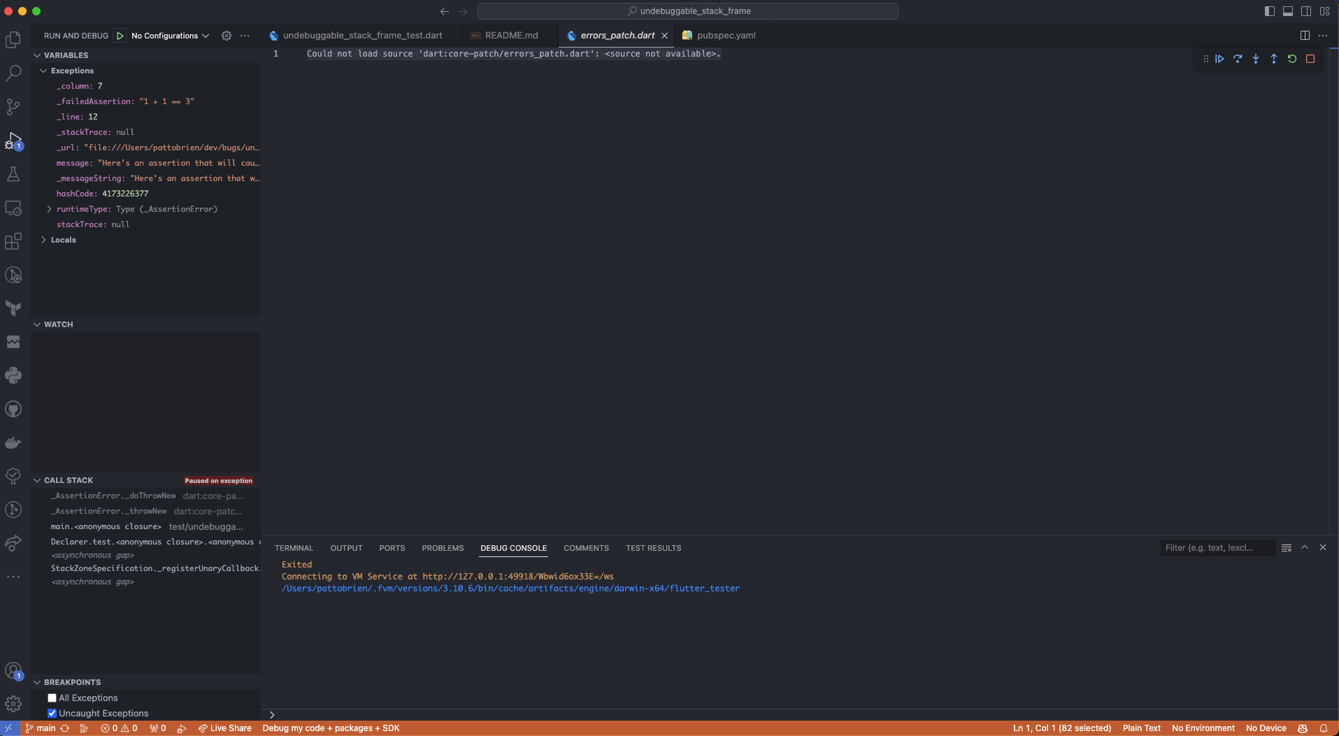 Undebuggable Stack Frame Popup · Issue #4759 · Dart-Code/Dart-Code · GitHub