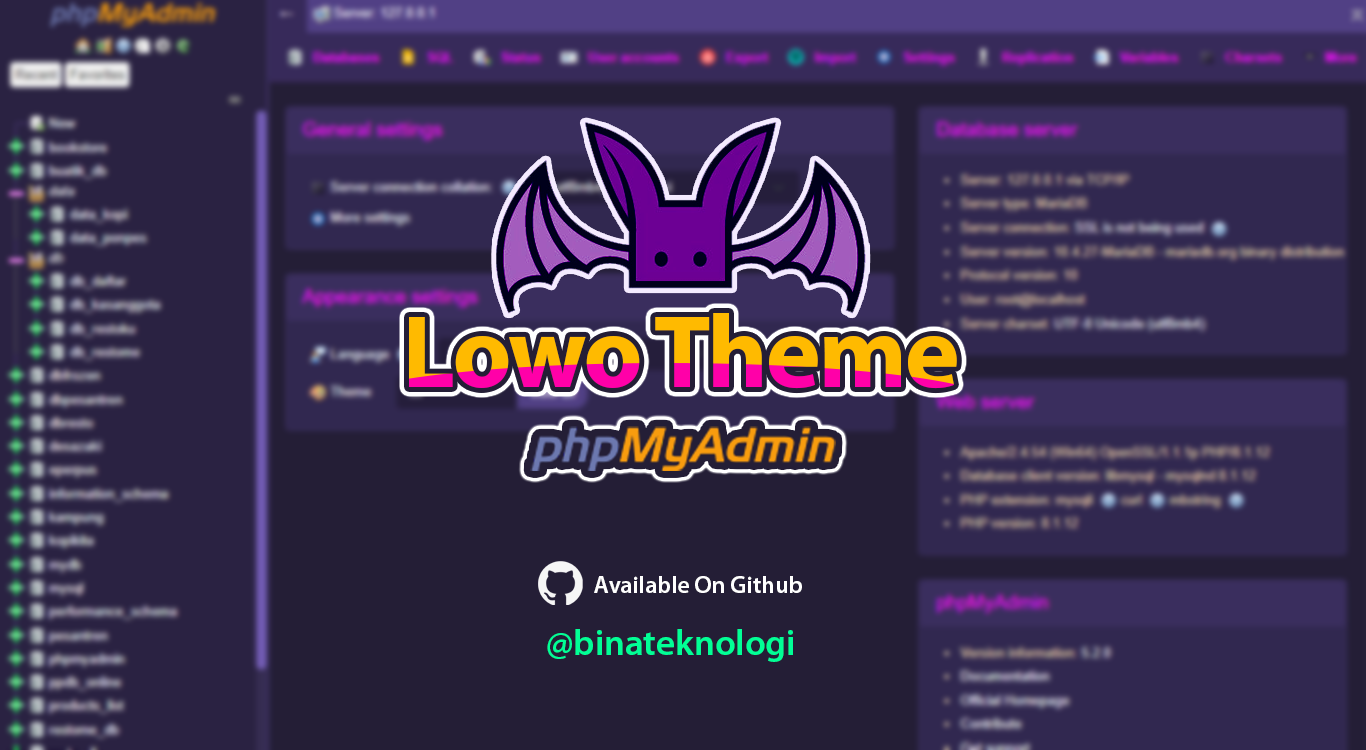 GitHub - binateknologi/Lowo-Theme-For-PhpMyAdmin: Lowo Theme For PhpMyAdmin
