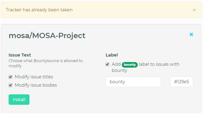 Tracker has already been taken · Issue #1009 · bountysource/core · GitHub