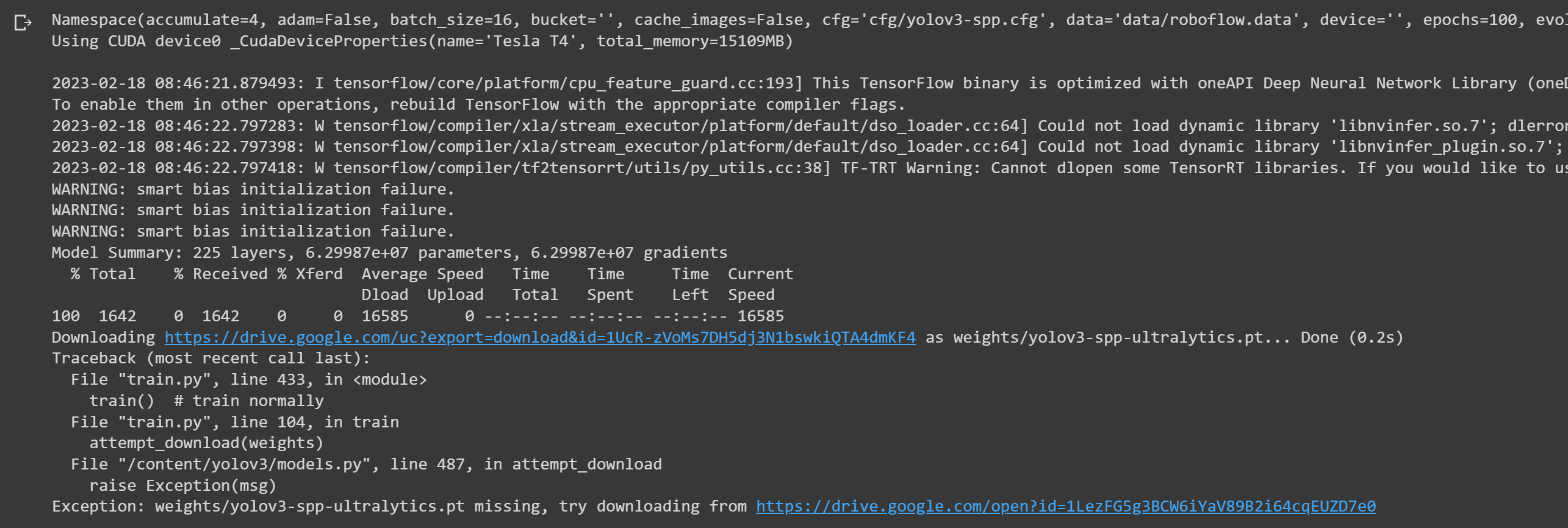 Exception: weights/yolov3-spp-ultralytics.pt missing · Issue #2020 · ultralytics/yolov3 · GitHub