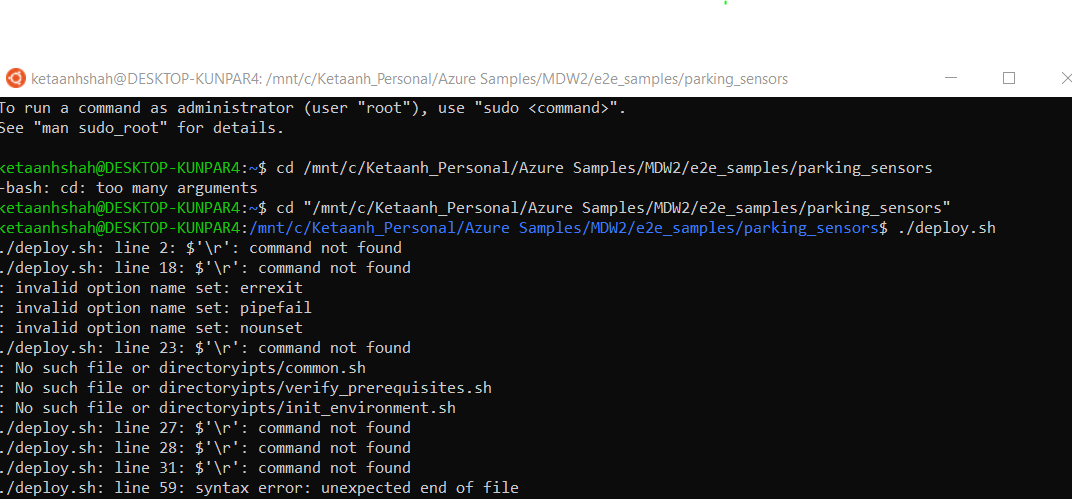Unable to setup pipeline deploy.sh · Issue #109 · Azure-Samples/modern-data-warehouse-dataops ...