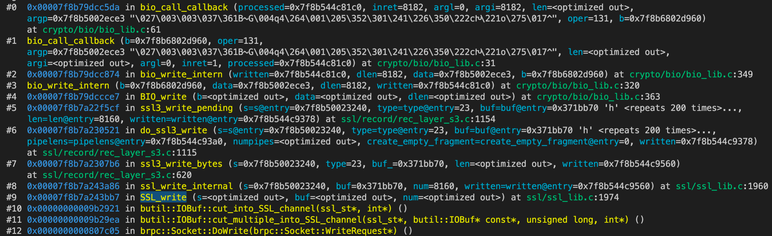 启用ssl后，channel发送数据偶发core在SSL_write内部 · Issue #2166 · apache/brpc · GitHub