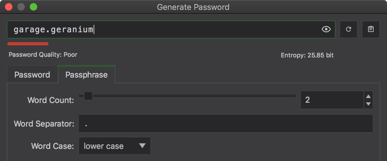 Passphrase generator doesn't update Password Quality, Entropy in realtime · Issue #4829 ...