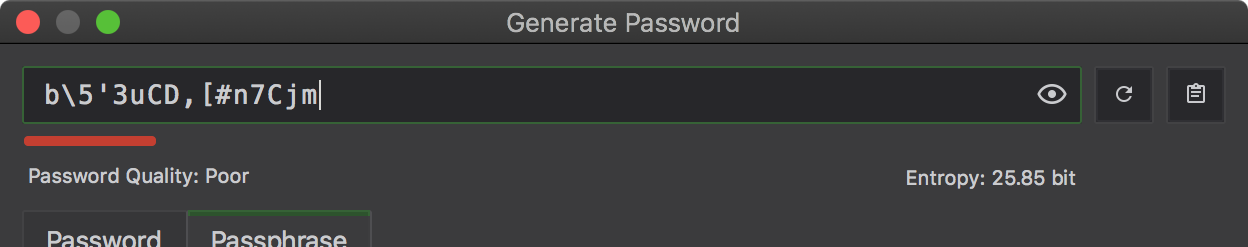 Passphrase generator doesn't update Password Quality, Entropy in realtime · Issue #4829 ...