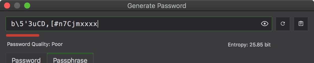 Passphrase generator doesn't update Password Quality, Entropy in ...