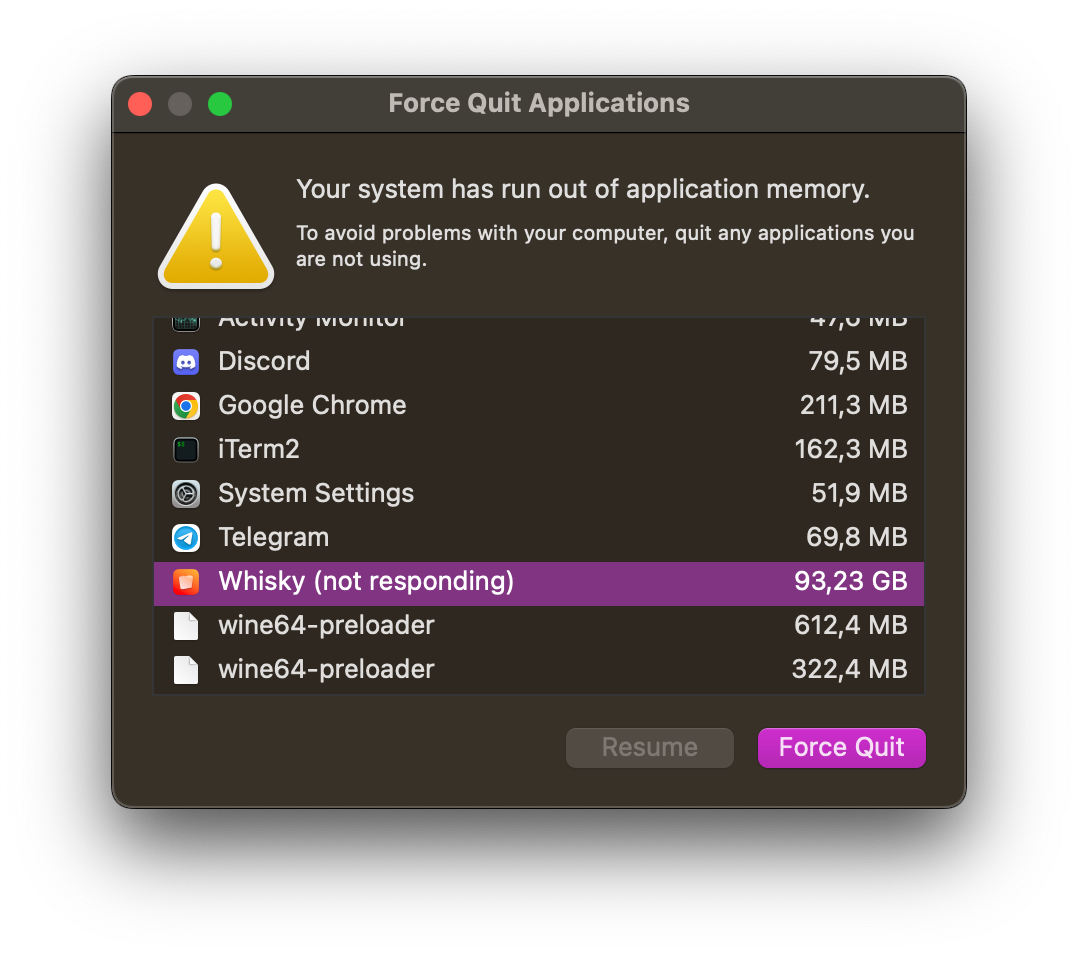 [Bug]: Insane amount of memory usage · Issue #623 · Whisky-App/Whisky · GitHub