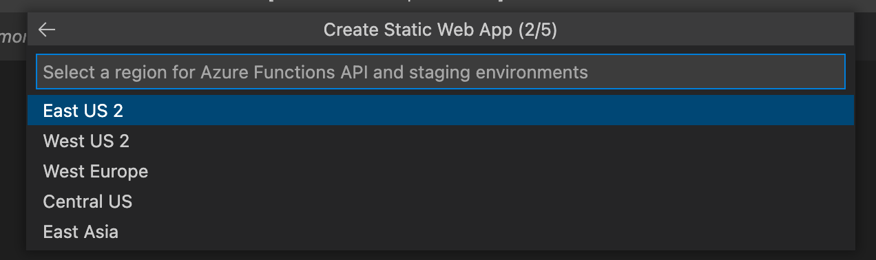Clarify region selection · Issue #530 · microsoft/vscode-azurestaticwebapps · GitHub