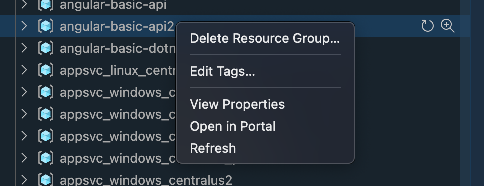 The created resource group does not exist in the list when editing tags from command palette ...