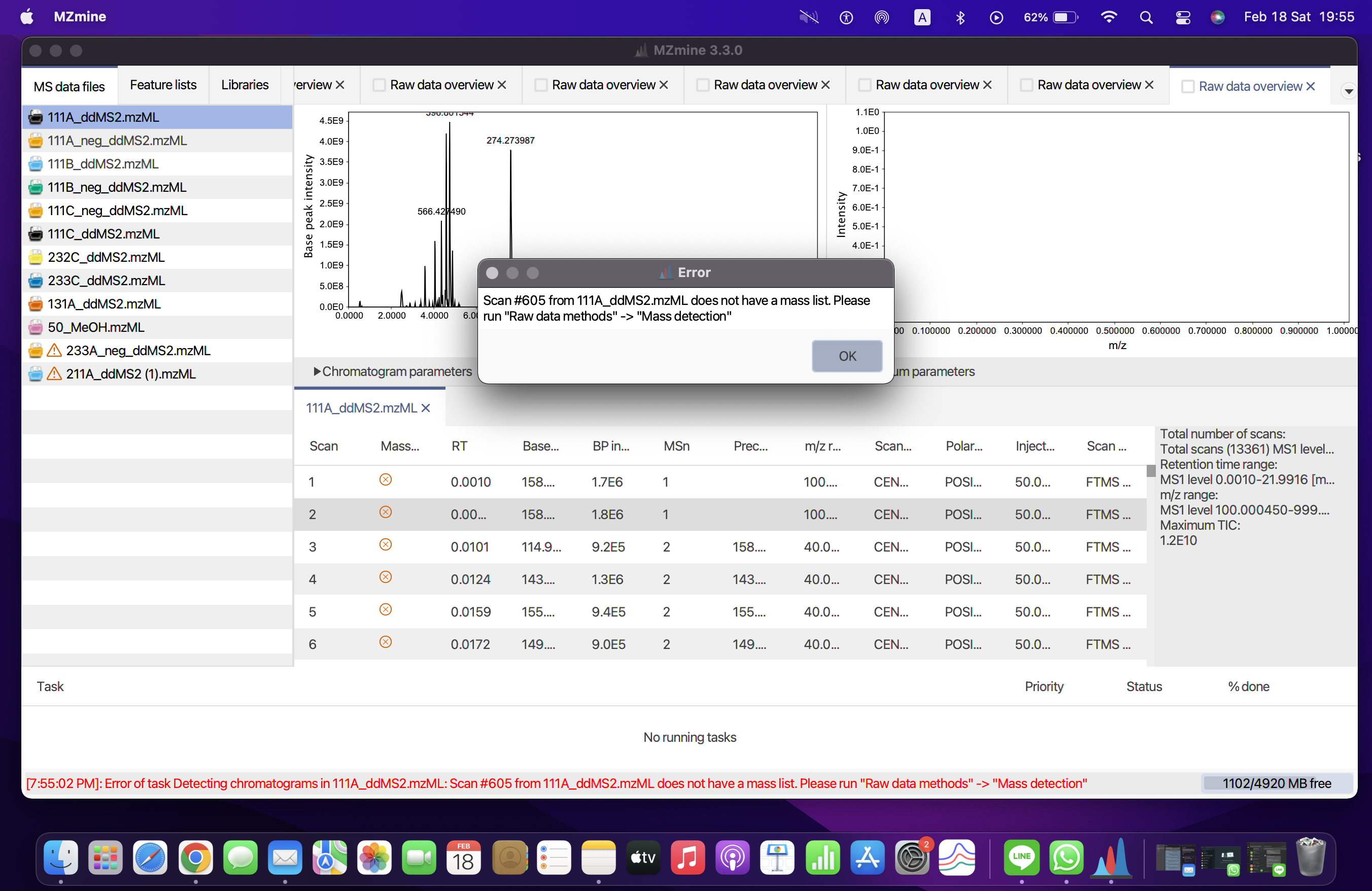 New User: Mass Lists were not detected in all files · Issue #1153 · mzmine/mzmine · GitHub