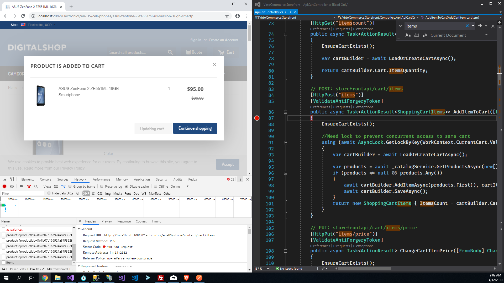 Cannot add any product to cart. · Issue #237 · VirtoCommerce/vc-storefront · GitHub