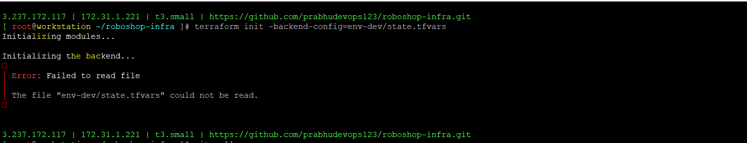 Issue in running "terraform init -backend-config=env-dev/state.tfvars" · learndevopsonline ...