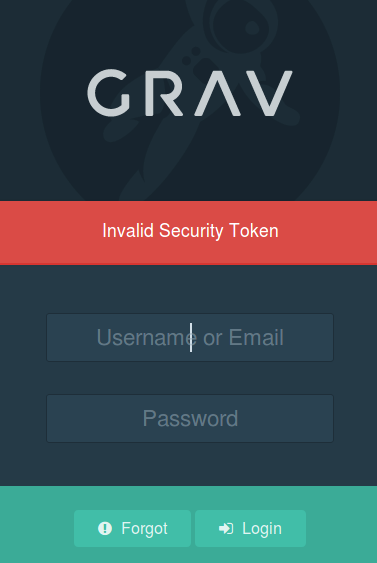 No Login On Localhost after Upgrade! Invalid Security Token! · Issue #1235 · getgrav/grav-plugin ...
