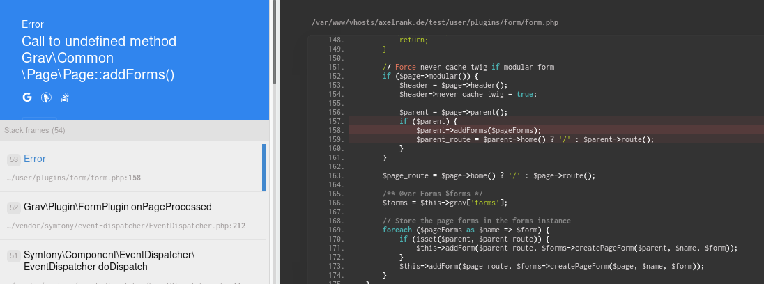 Form 3.0.0-rc.1 error - breaks Site and Admin! · Issue #321 · getgrav/grav-plugin-form · GitHub