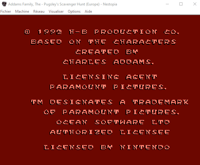 [NES] Left display is not rightwith Addams Family, The - Pugsley's Scavenger Hunt (Europe ...