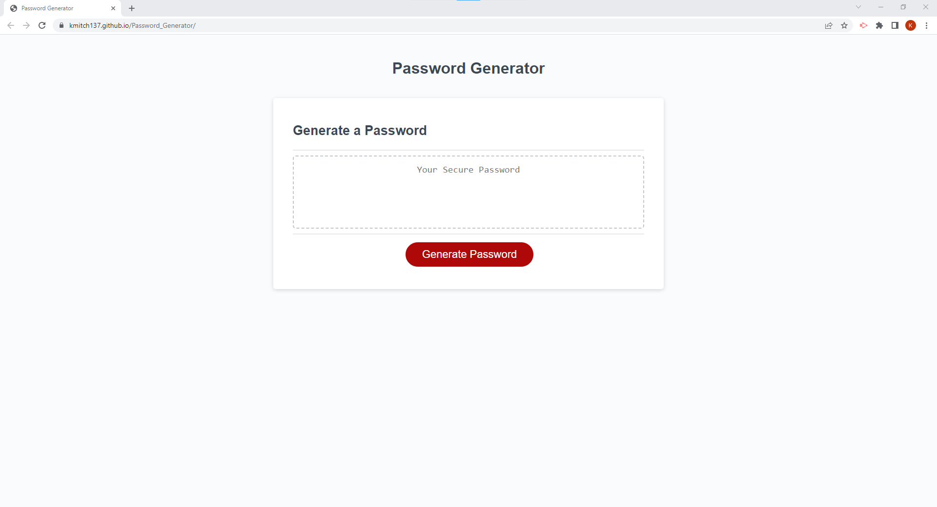 GitHub - KMitch137/Password_Generator: Random Password Generator