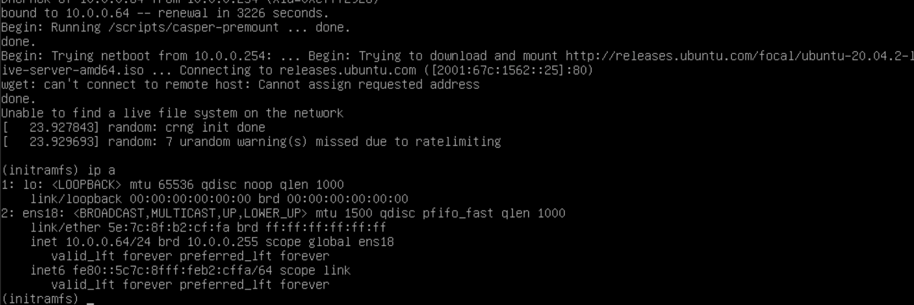 Ubuntu focal (subiquity) trying to connect over ipv6 for image download when no ipv6 is ...