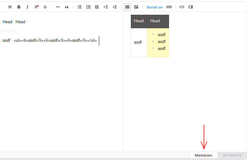 List rendering in table gets broken when switching back and forth from WYSIWYG to markdown view ...
