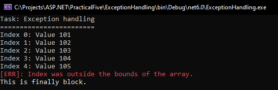 GitHub - dotnetrealm/PracticalFive: Exception handling
