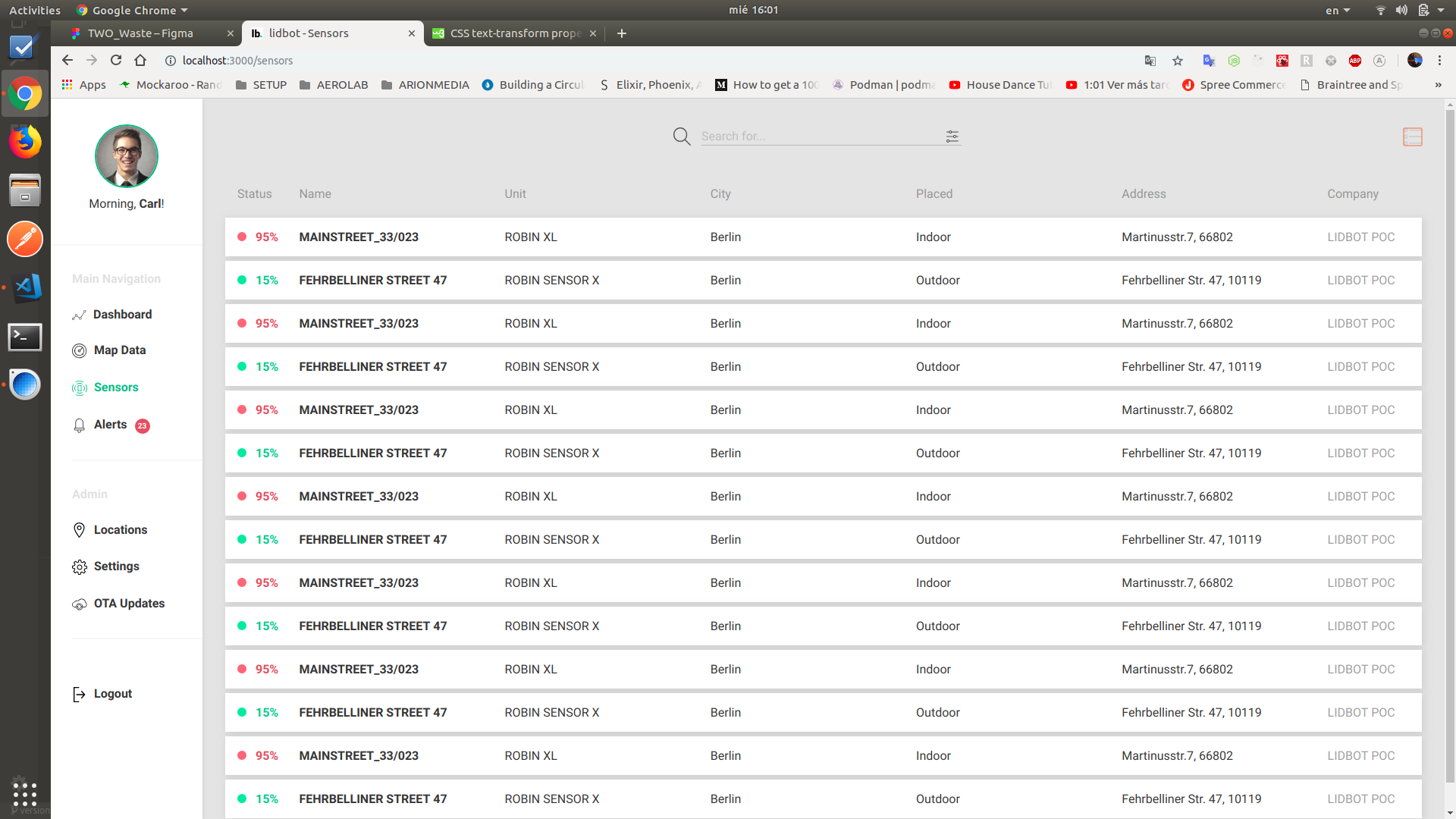 Sensor Page UI · Issue #26 · TWOIOT-git/TWO-Waste-Dashboard · GitHub