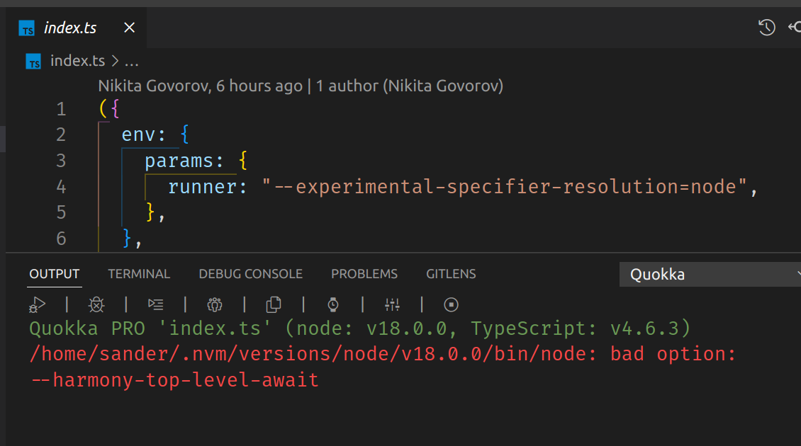 Error " bad option: --harmony-top-level-await" while trying to run code · Issue #780 · wallabyjs ...