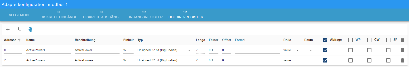 How to read holding registers