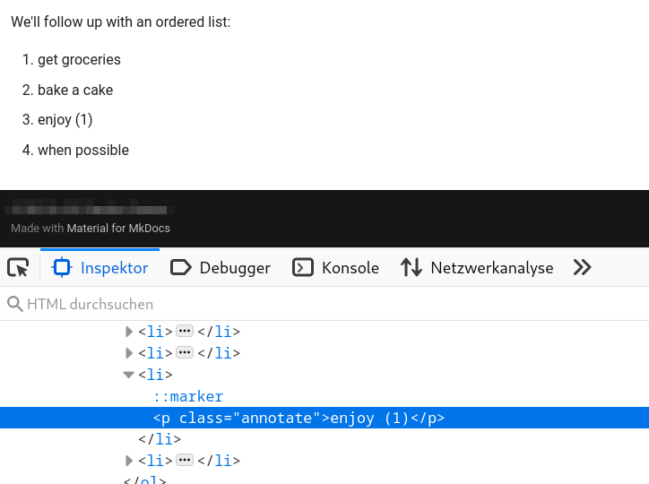 How to annotate within an ordered list? · Issue #5694 · squidfunk/mkdocs-material · GitHub