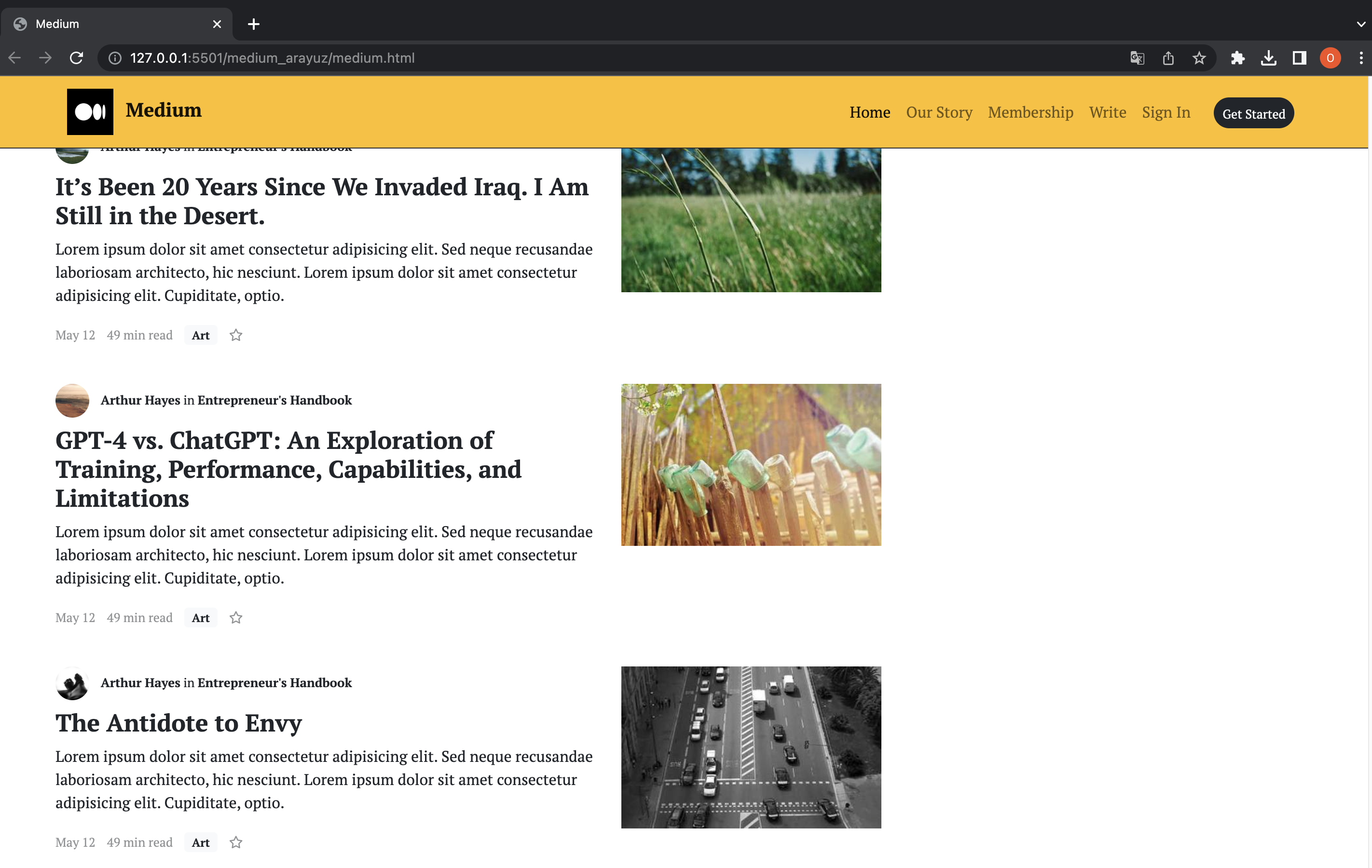GitHub - oktay379/Medium_Interface: Created Medium web page interface