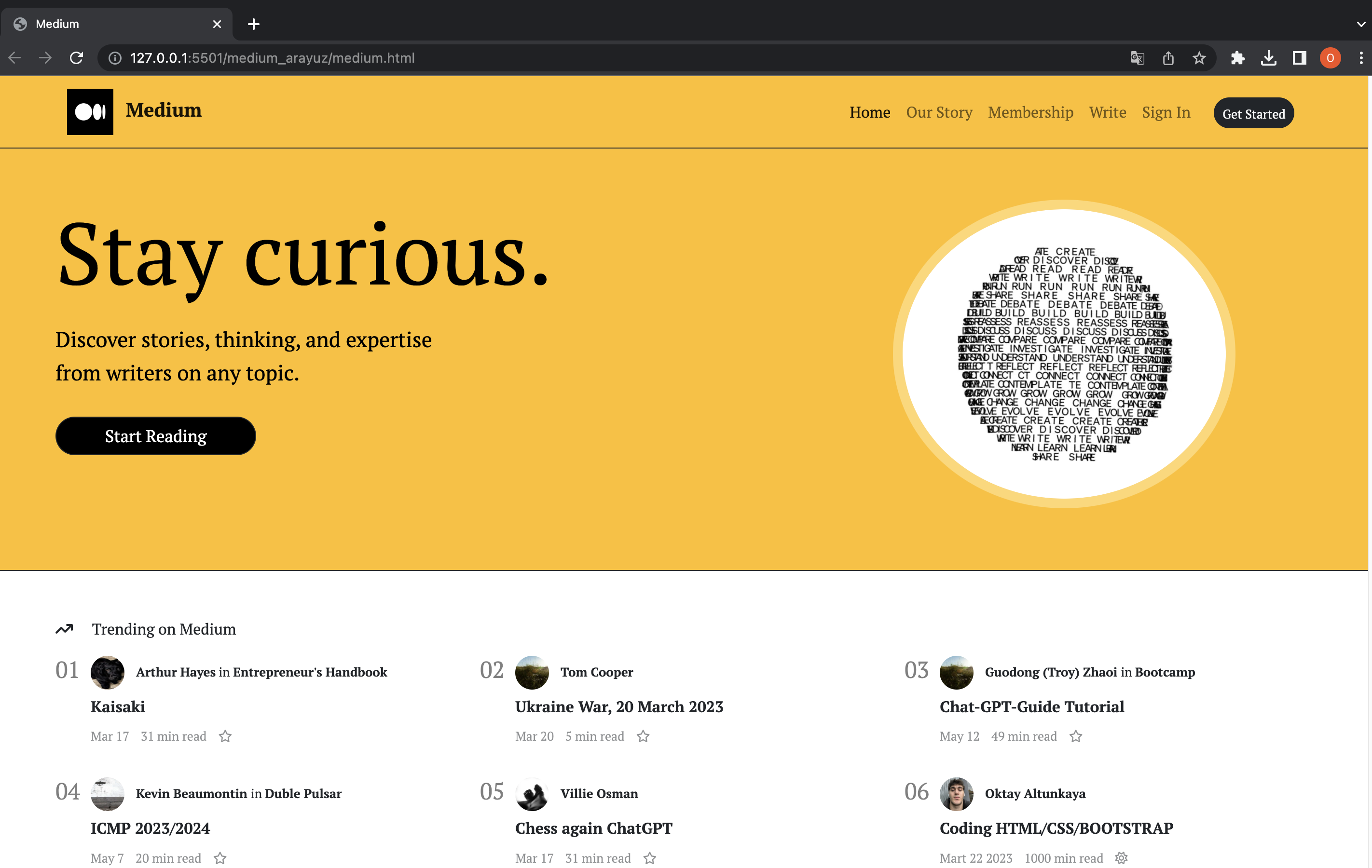 GitHub - oktay379/Medium_Interface: Created Medium web page interface