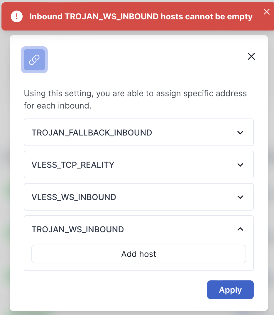 [BUG] [Dev] Adding unnecessary inbound config is mandatory · Issue #259 · Gozargah/Marzban · GitHub