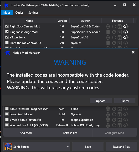 [SonicForces] · Issue #585 · thesupersonic16/HedgeModManager · GitHub