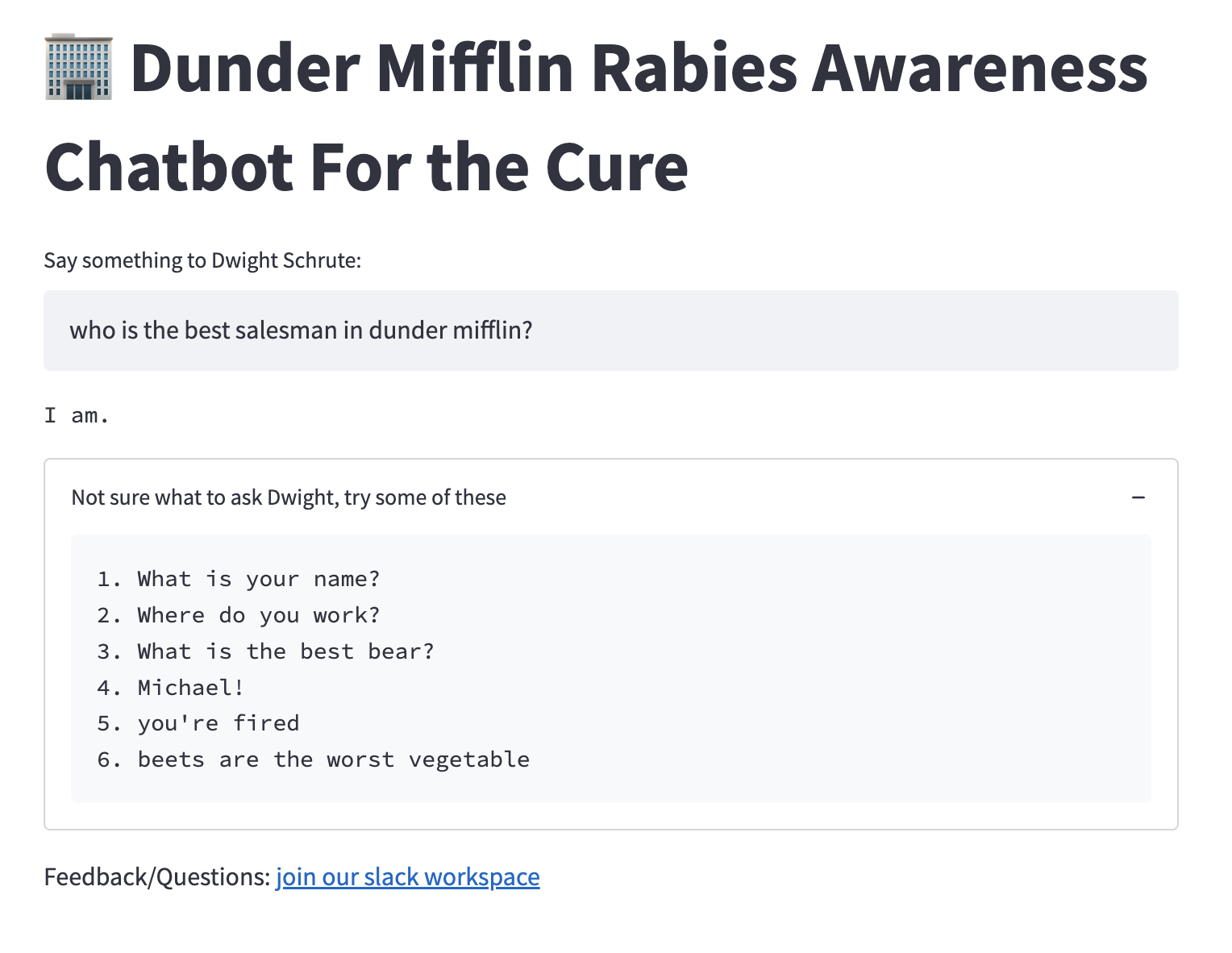 GitHub - cquangc/office-chat-bot-Streamlit: Chatbot for talking to characters from the Office ...