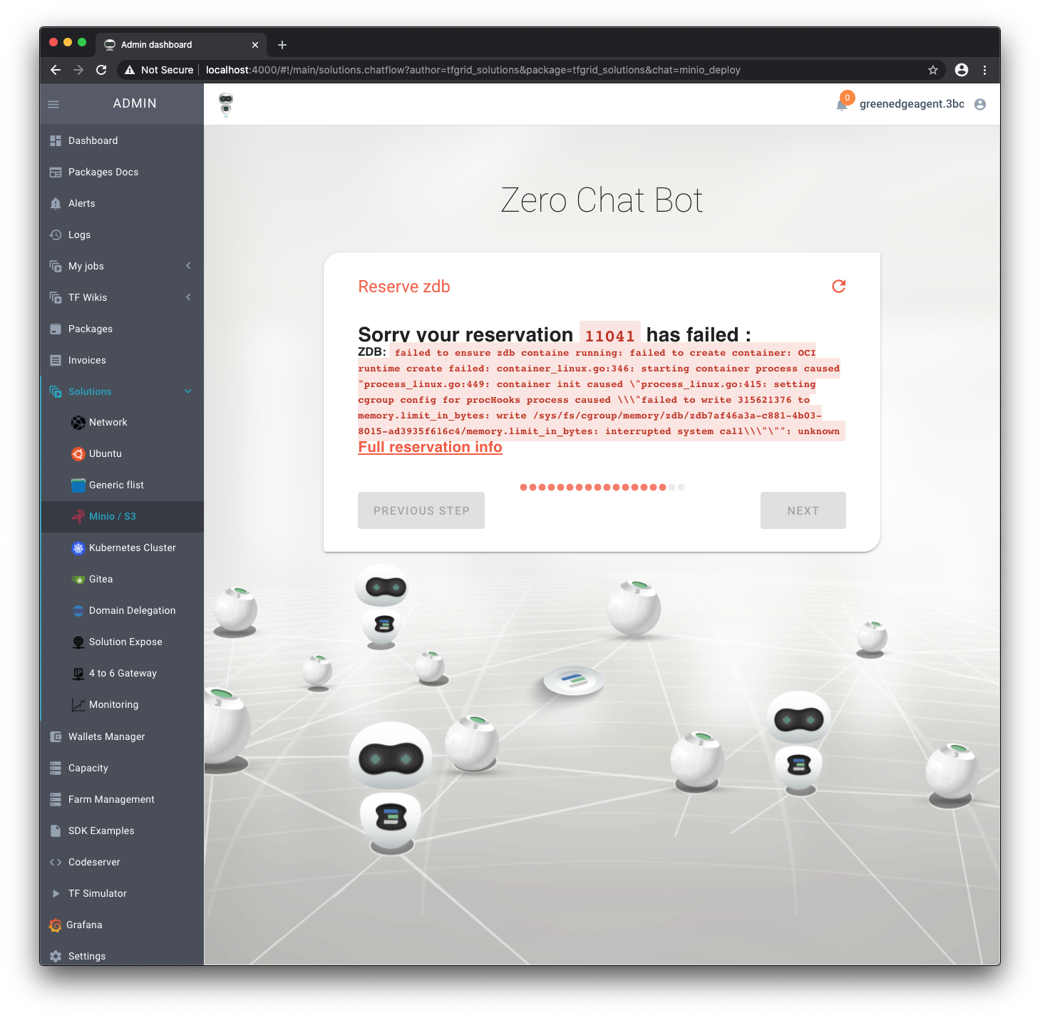 GE: Minio reservation failed with error "failed to ensure zdb containe running" · Issue #928 ...