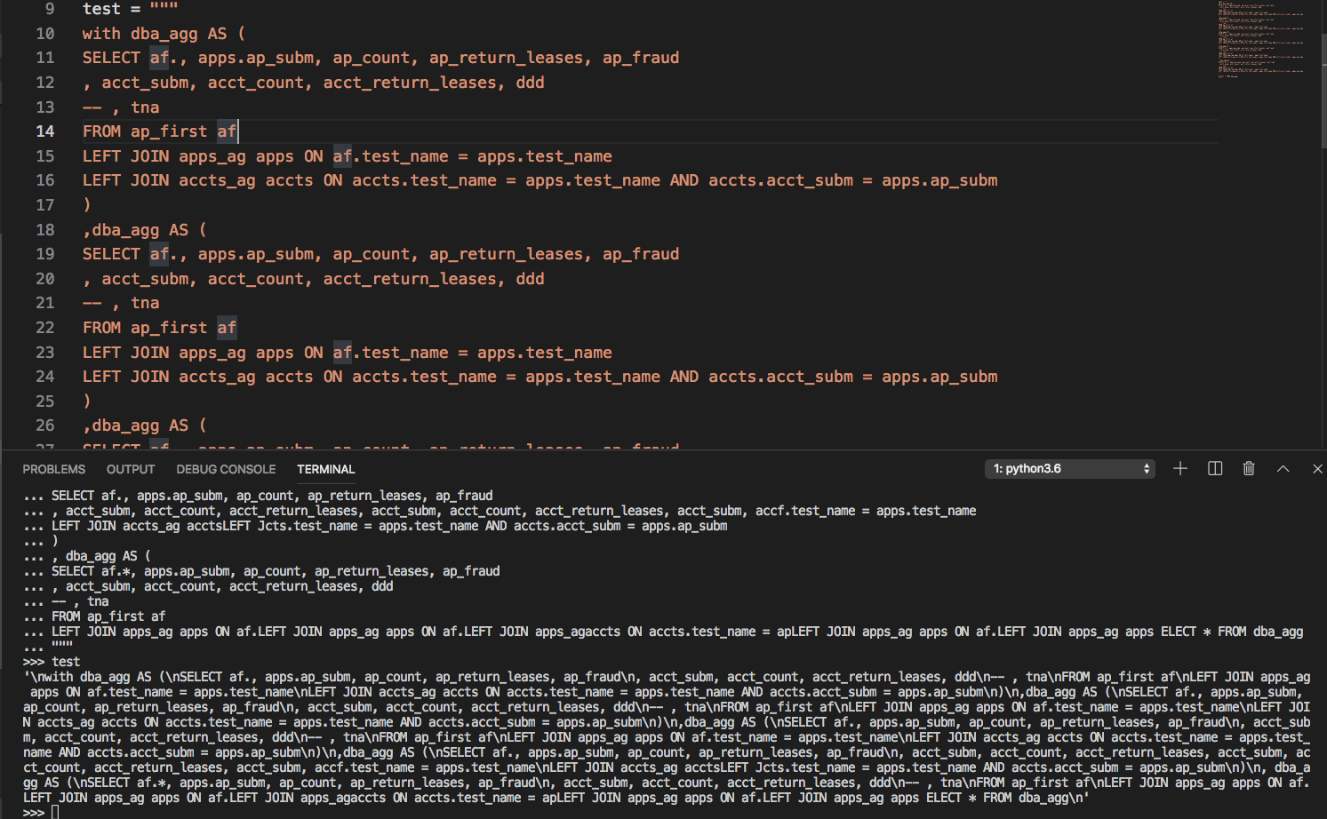 assign three quotes string to variable, VS code add strange characters ...