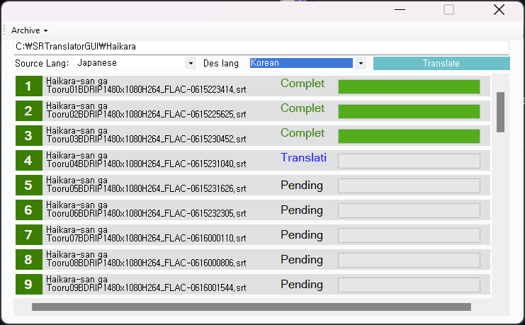 I tried to translate the file to Korean, but it is still being ...