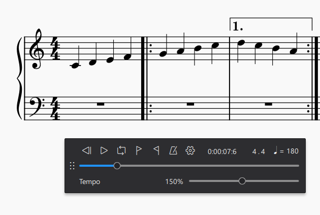 [MU4 Issue] Repetition with prima volta gets incorrectly played if the tempo is not 100% · Issue ...