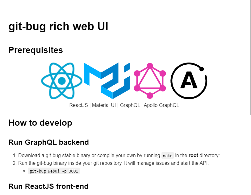 WebUI - add prerequisites to README · Issue #564 · git-bug/git-bug · GitHub